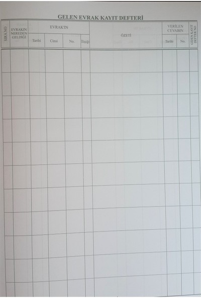 Özkan Gelen Evrak Kayıt Defteri Ciltli 96 Yaprak