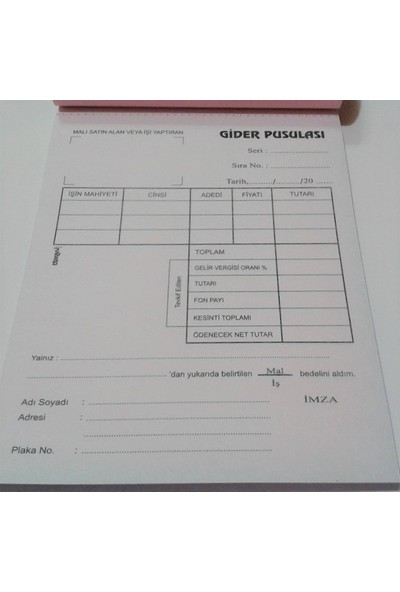 Özkan Gider Pusulası Otokopili 2 Nüsha 6 lı Paket