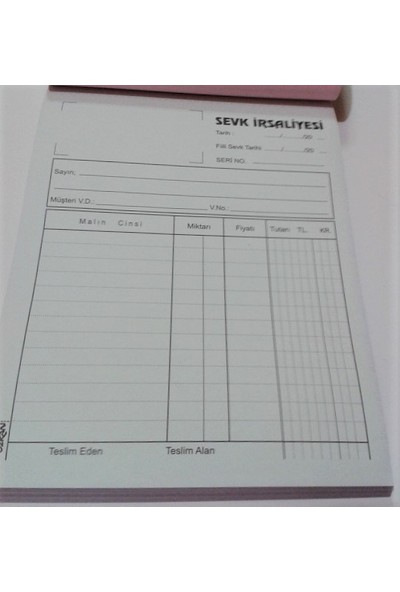Özkan Sevk İrsaliyesi No:3 Otokopili 3 Nüsha