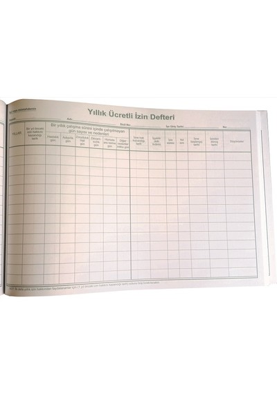 Özkan Yıllık Ücretli İzin Defteri Ciltli 96 Yp.