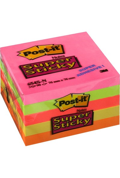 Post-İt Super Sticky Not 5 Neon Renk X 90 Yaprak 76X76Mm Post-İt Super Sticky Not 5 Neon Renk X 90 Yaprak 76X76Mm