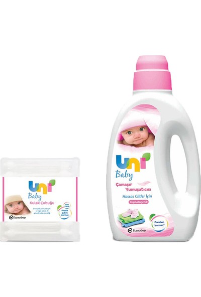 Uni Baby Çamaşır Yumuşatıcı 1500 ml - Kulak Çubuğu (Emniyetli) 56'lı