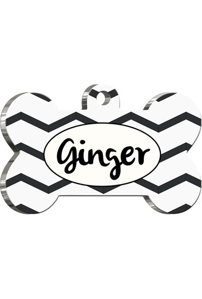 Pet Tag Art Siyah Dalgalı Kemik Şekilli Köpek Künyesi: 2,6 x 3,8 cm