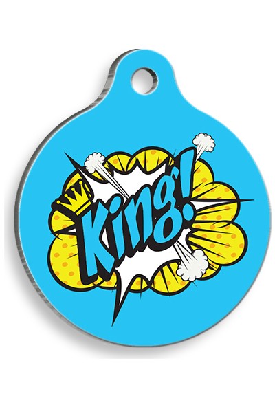Pet Tag Art King Yuvarlak Kedi Ve Köpek Künyesi: 3 cm