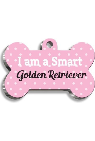 Pet Tag Art Golden Retriever Pembe Kemik Şekilli Köpek Künyesi: 2,6 x 3,8 cm Pet Tag Art Golden Retriever Pembe Kemik Şekilli Köpek Künyesi: 2,6 x 3,8 cm