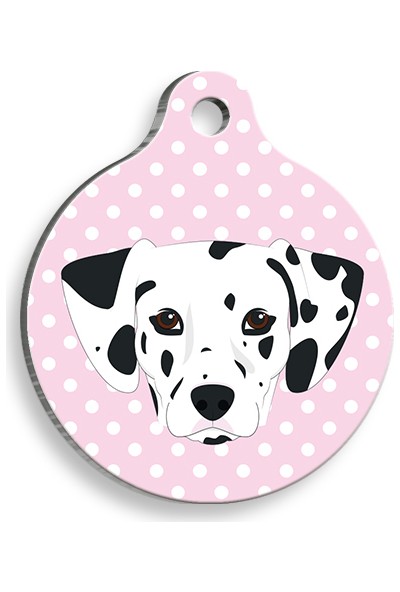 Pet Tag Art Pembe Puantiyeli Dalmaçyalı Yuvarlak Köpek Künyesi: 3 cm Pet Tag Art Pembe Puantiyeli Dalmaçyalı Yuvarlak Köpek Künyesi: 3 cm