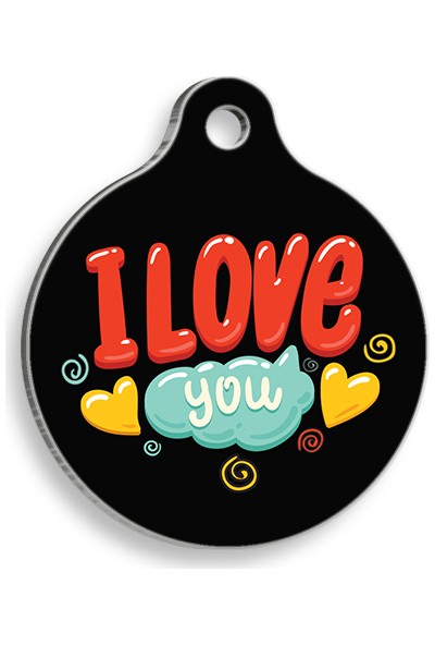 Pet Tag Art I Love You Yuvarlak Kedi Ve Köpek Künyesi: 3,8 cm