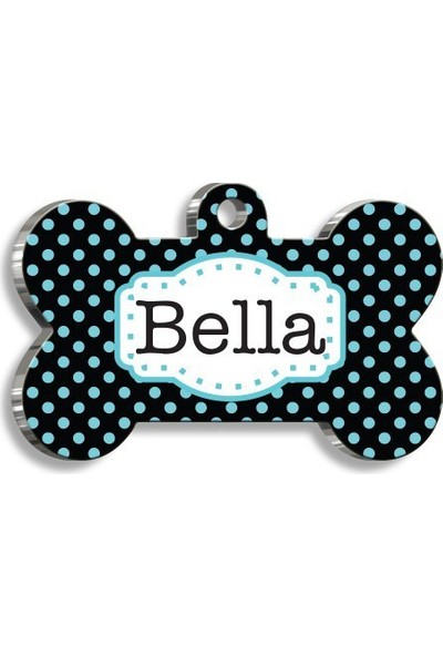 Pet Tag Art Koyu Puantiyeli Kemik Şekilli Köpek Künyesi: 2,6 x 3,8 cm