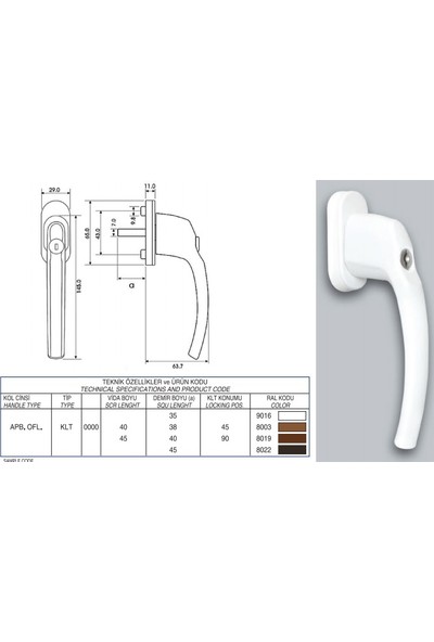 Bereket Kilitli Pvc Pencere Kolu