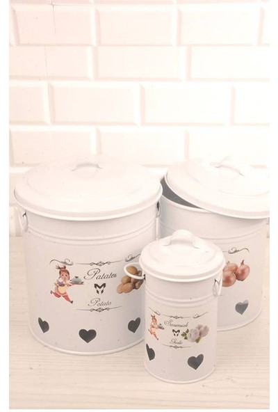 Love G Takım Soğan & Patates, Sarımsak Kovası 3'lü (Ofset Baskılı) - Beyaz Love G Takım Soğan & Patates, Sarımsak Kovası 3'lü (Ofset Baskılı) - Beyaz