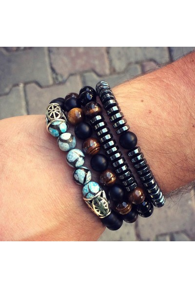 Katre Kaplan Gözü, Hematit, Oniks, Akik Taşı Bileklik Seti Katre Kaplan Gözü, Hematit, Oniks, Akik Taşı Bileklik Seti