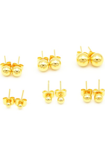 Chavin Yuvarlak Sarı Top Kadın Çelik Küpe 7 Mm. Dm18-7