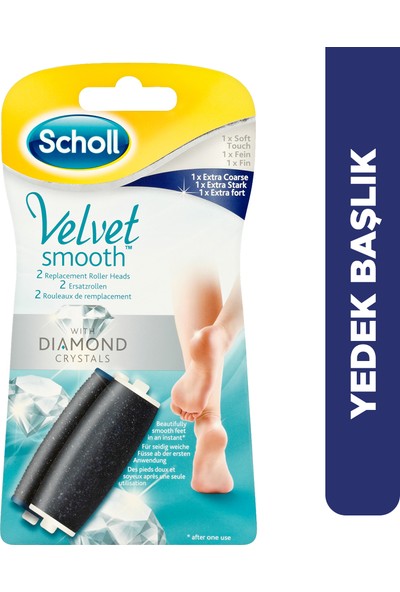Scholl Velvet Smooth 1 Adet Çok Sert Deriler + 1 Adet Yumuşak Deriler İçin 2'li Yedek Başlik Seti Elmas Taneleri İle (Karışık) Scholl Velvet Smooth 1 Adet Çok Sert Deriler + 1 Adet Yumuşak Deriler İçin 2'li Yedek Başlik Seti Elmas Taneleri İle (Karışık)