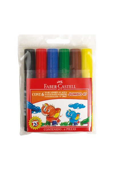 Faber-Castell Jumbo 47 Markör 6'lı Poşet Faber-Castell Jumbo 47 Markör 6'lı Poşet