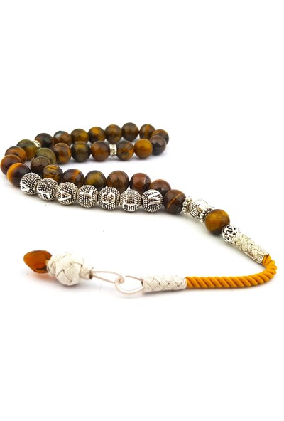 Pigado İsme Kişiye Özel Gümüş Püsküllü Doğal Taş Kapangözü Tesbih Tesbih