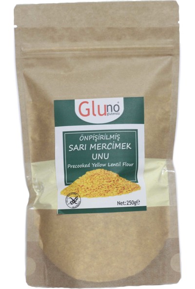 Gluno Glutensiz Önpişirilmiş Sarı Mercimek Unu 250 gr Gluno Glutensiz Önpişirilmiş Sarı Mercimek Unu 250 gr