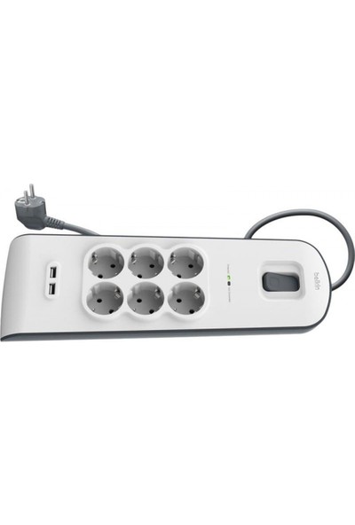 Belkin 6'lı Akım Koruma Priz 2m 4.A Usb Giriş BSV604VF2M