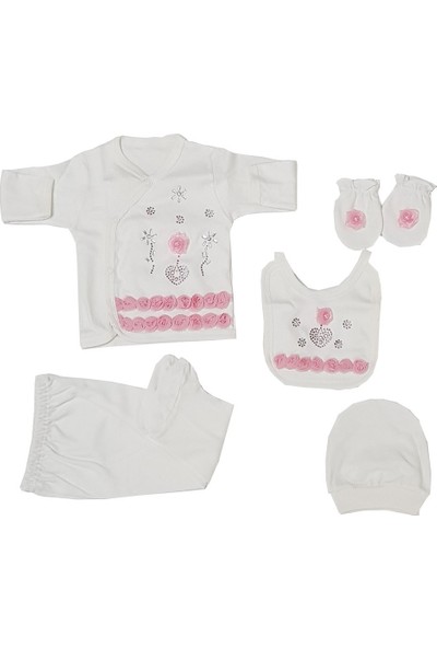 Gülsen 5'li Taşlı Hastane Çıkışı Seti Pembe