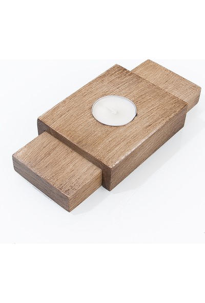 Kılıç Ahşap Patina Eskitme Kızaklı Mumluk