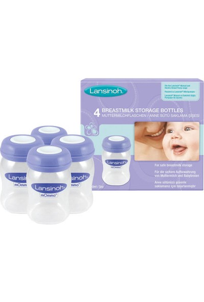 Lansinoh® Anne Sütü Saklama Şişeleri - 4 x 160ml Lansinoh® Anne Sütü Saklama Şişeleri - 4 x 160ml