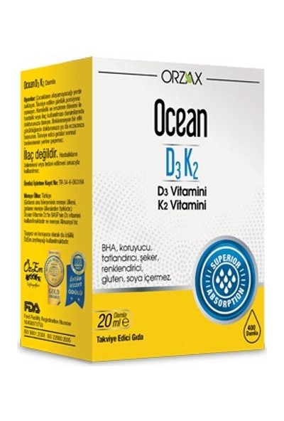 Orzax Ocean D3K2 Damla 20ml Orzax Ocean D3K2 Damla 20ml