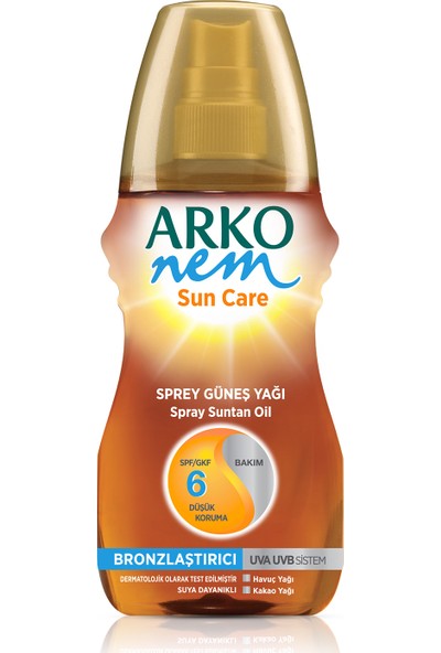 Arko Nem Güneş Bakım Sprey Yağı 6 Faktör 150ml Arko Nem Güneş Bakım Sprey Yağı 6 Faktör 150ml