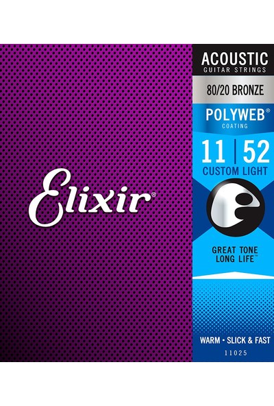 Elixir 011-052 Polyweb Coating 80/20 Bronz Akustik Gitar Teli Elixir 011-052 Polyweb Coating 80/20 Bronz Akustik Gitar Teli