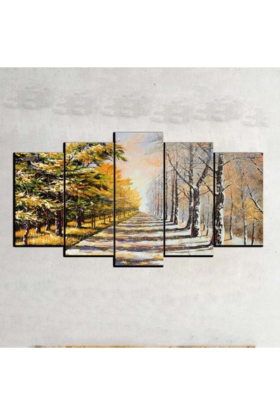 Kanvas Burada OİL5-83 Yağlıboya 5 Parçalı Kanvas Tablo - 120 x 60 cm