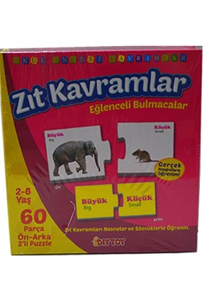 Diy - Toy Eğlenceli Zıt Kavramlar 60 Parça Çift Taraflı Puzzle