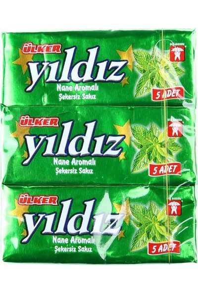 Ülker Yıldız Sakız Nane 5 Adet 3'lü Ülker Yıldız Sakız Nane 5 Adet 3'lü