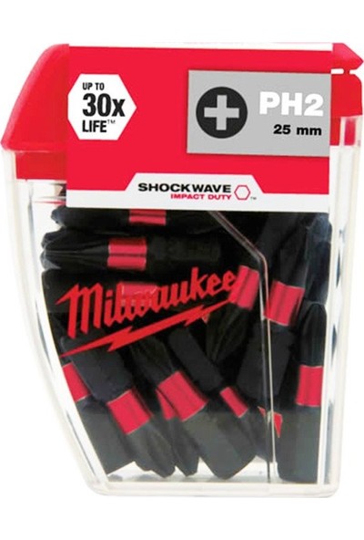 Milwaukee Bits Uç Ph2 25 mm 25'li Paket Shockwave Milwaukee Bits Uç Ph2 25 mm 25'li Paket Shockwave