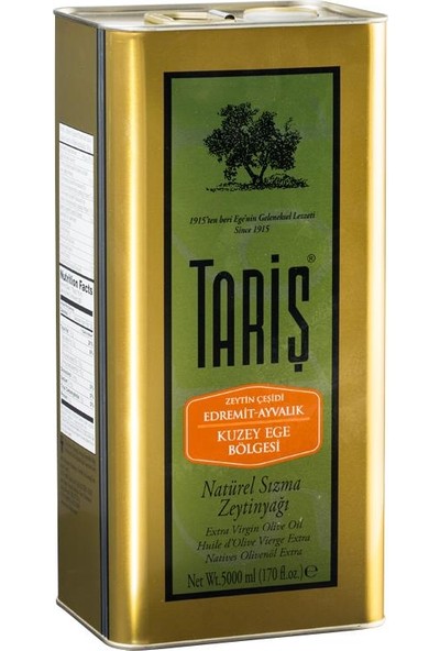 Tariş 5 lt Kuzey Ege Natürel Sızma Zeytinyağı