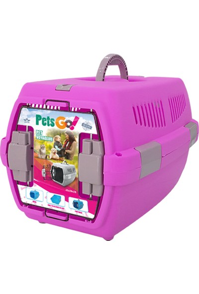 Petsgo Çift Yönlü Metal Kapılı Pembe Kedi Taşıma Kabı Petsgo Çift Yönlü Metal Kapılı Pembe Kedi Taşıma Kabı