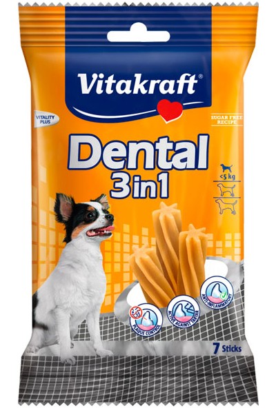 Vitakraft Dental 3 İn 1 Mentol Ve Çinko Katkılı Küçük Köpek Ödülü 7 Stick