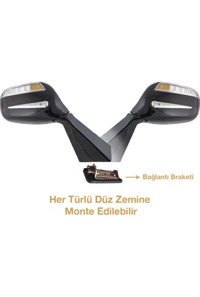 Motosiklet Sinyalli Siyah Ayna
