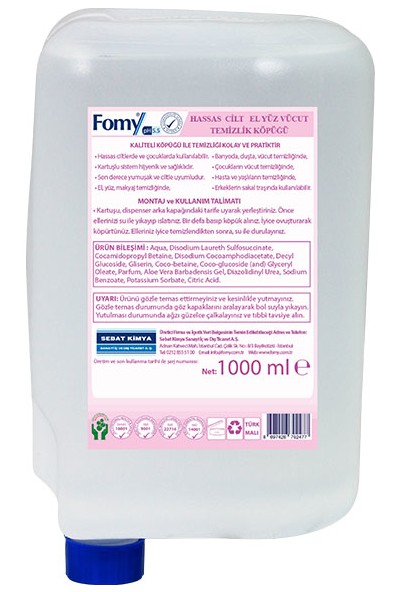 Fomy Hassas Cilt El Temizlik Köpüğü 1000 ml Fomy Hassas Cilt El Temizlik Köpüğü 1000 ml