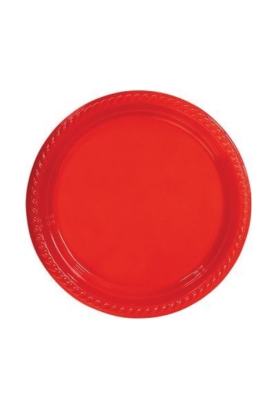 Partici Kırmızı Plastik Tabak 22 cm