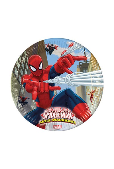 Partici Spiderman Savaşçı Kağıt Tabak 23 cm