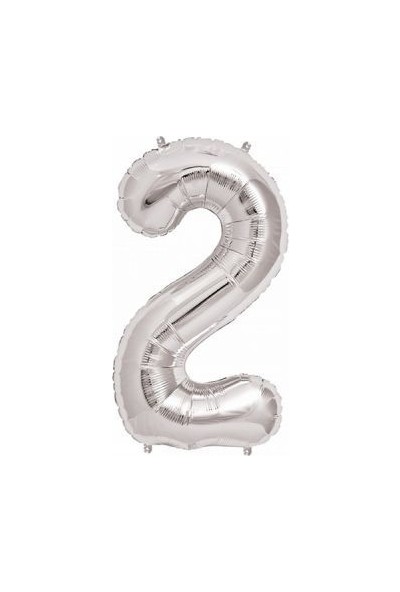 Partici 2 Rakam Folyo Balon Gümüş 100 cm