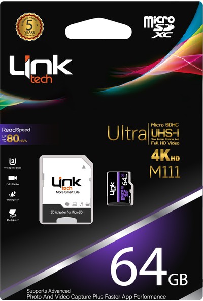 Linktech Ultra Micro SDHC 64GB 80 MB/s Hafıza Kartı Linktech Ultra Micro SDHC 64GB 80 MB/s Hafıza Kartı