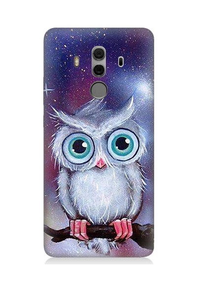 Teknomeg Huawei Mate 10 Pro Beyaz Baykuş Desenli Tasarım Silikon Kılıf