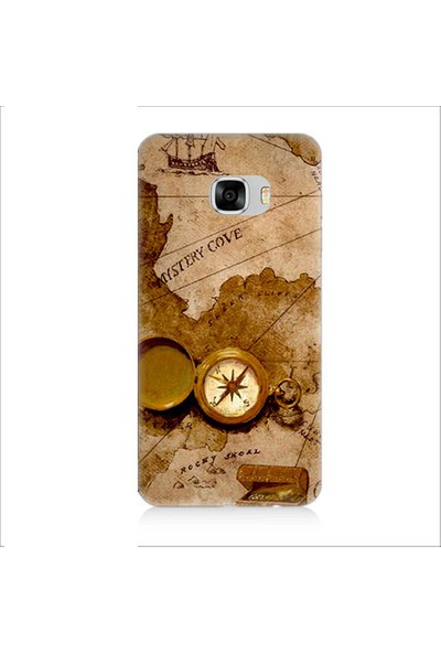 Teknomeg Samsung Galaxy C7 Pro Hazine Haritası Desenli Tasarım Silikon Kılıf