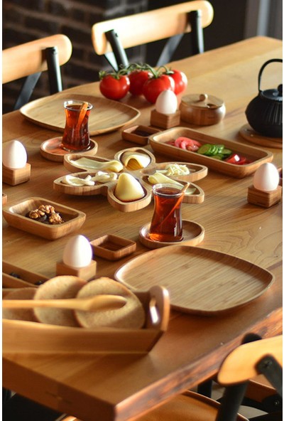 Bambum İkon 53 Parça 6 Kişilik Bambu Kahvaltı Takımı