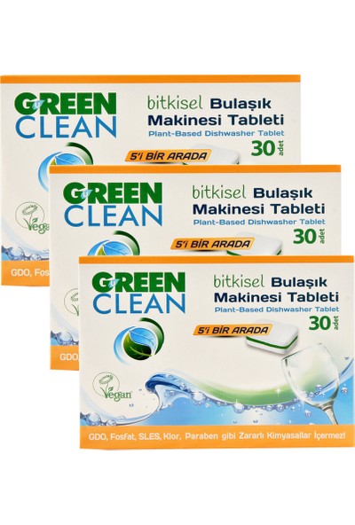 U Green Clean Bitkisel Bulaşık Makinesi Tableti 30'lu x 3 Adet U Green Clean Bitkisel Bulaşık Makinesi Tableti 30'lu x 3 Adet