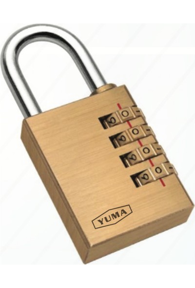 Yuma Pirinç Şifreli Asma Kilit - 4 Basamaklı 40mm Yuma Pirinç Şifreli Asma Kilit - 4 Basamaklı 40mm