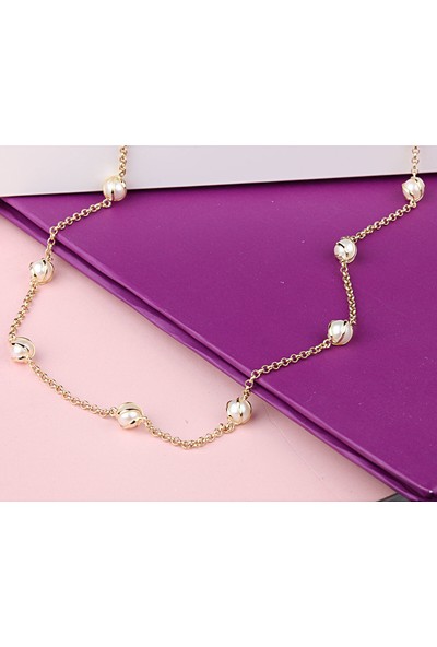 Ejoya Altın Zincirli Doğal İnci Kolye Sdk79 Ejoya Altın Zincirli Doğal İnci Kolye Sdk79