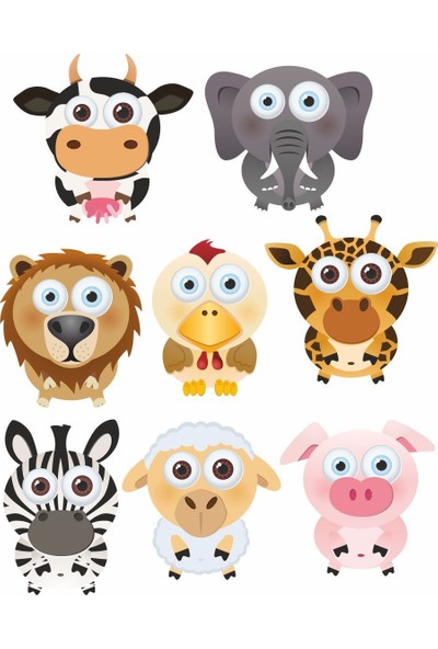 DekorLoft Komik Hayvanlar Çocuk Odası Sticker CS-265 DekorLoft Komik Hayvanlar Çocuk Odası Sticker CS-265