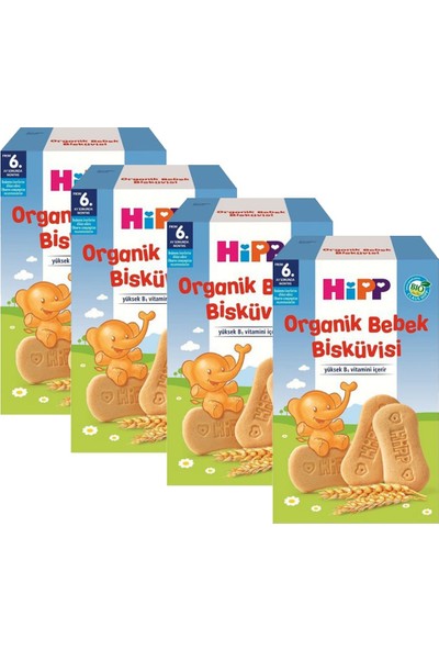 Hipp Organik Bebek Bisküvisi 150 gr 6+ Ay x 4 Adet Hipp Organik Bebek Bisküvisi 150 gr 6+ Ay x 4 Adet
