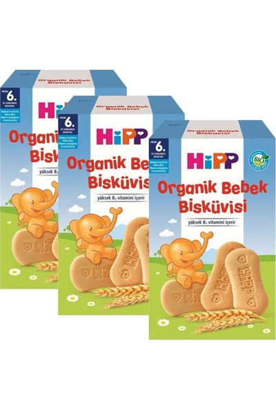 Hipp Organik Bebek Bisküvisi 150 gr 6+ Ay x 3 Adet Hipp Organik Bebek Bisküvisi 150 gr 6+ Ay x 3 Adet