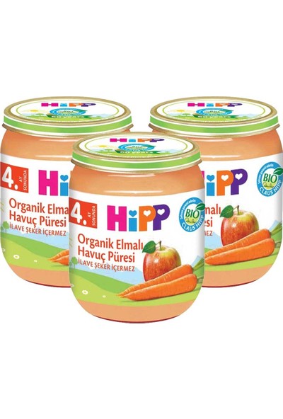 Hipp Organik Elmalı Havuç Püresi 125 gr 4+ Ay x 3 Adet Hipp Organik Elmalı Havuç Püresi 125 gr 4+ Ay x 3 Adet